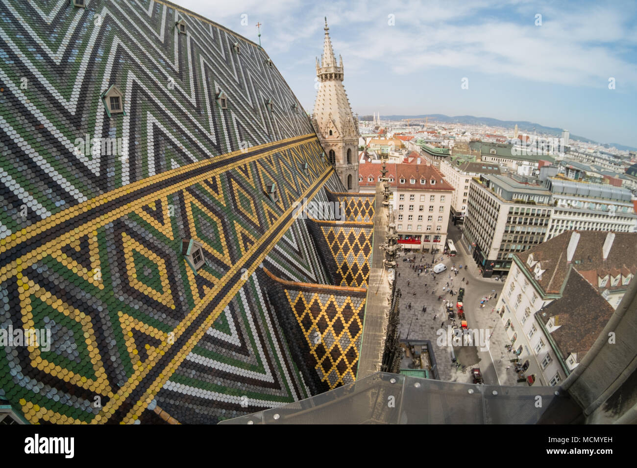 Ornate decorative coloured roof tiles on St Stephens Cathedral ...