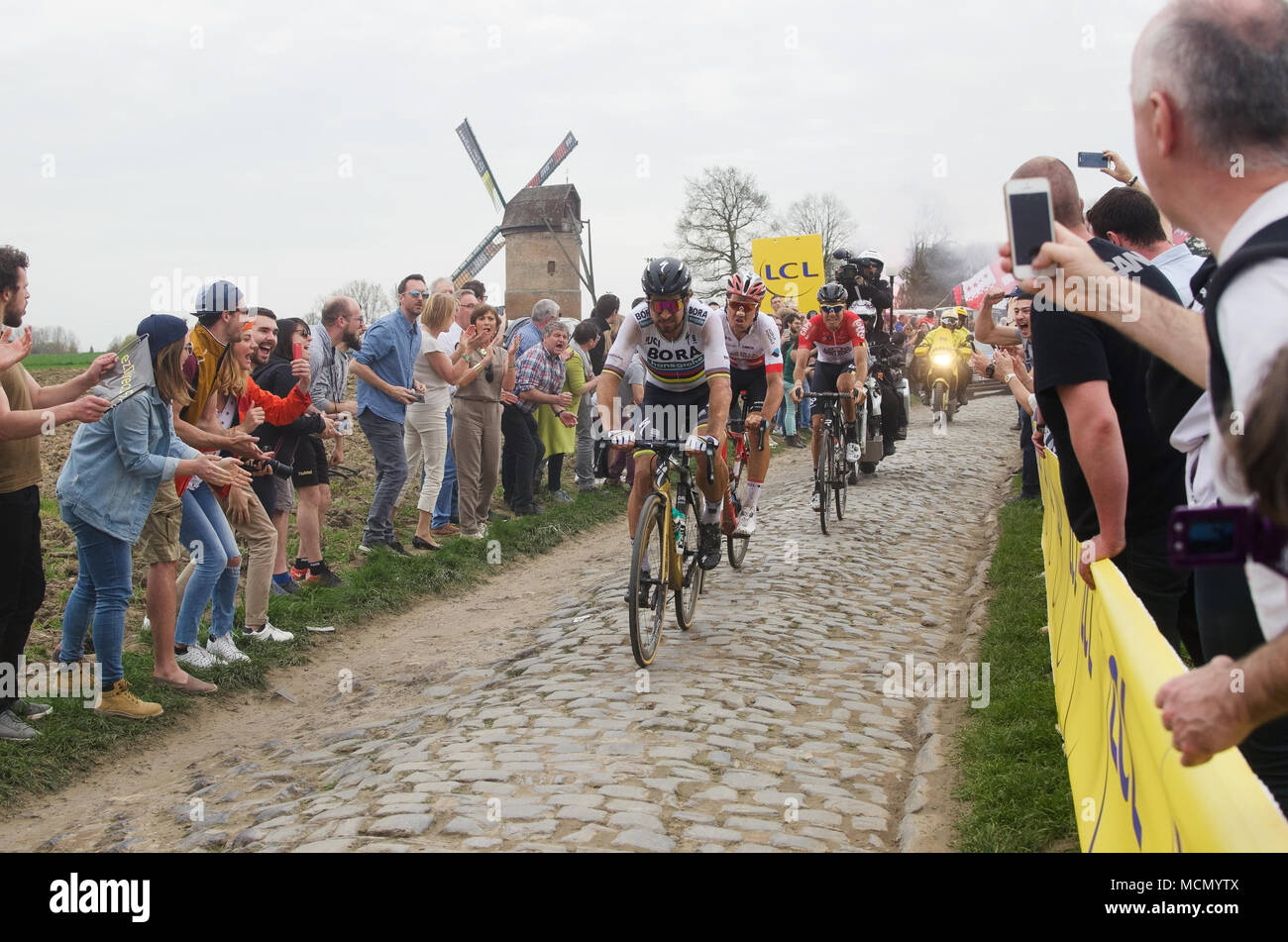 Templeuve, France, 8th April, 2018, World Champion Peter Sagan takes ...