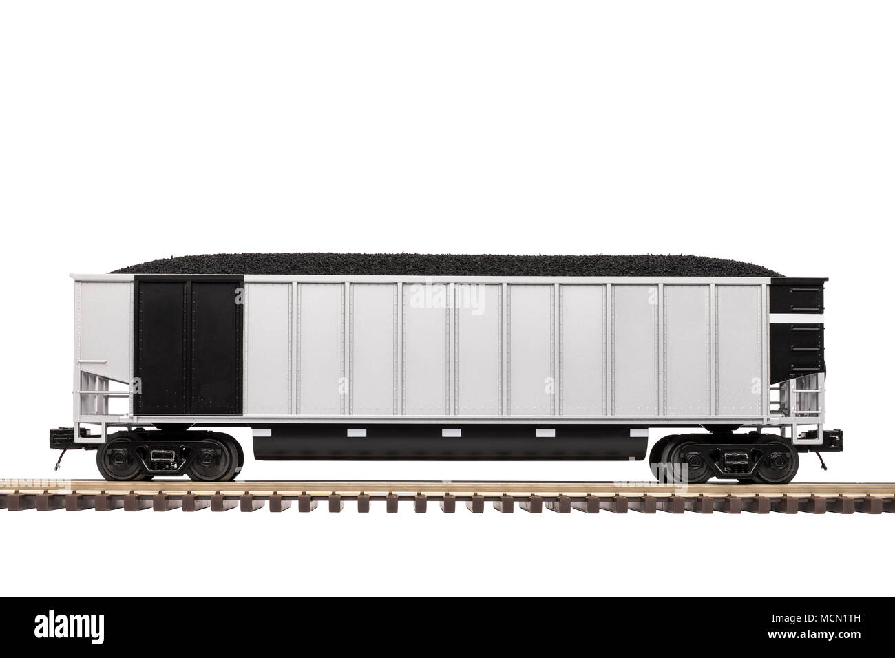 Loaded Railroad Coal Car On Track Stock Photo - Alamy