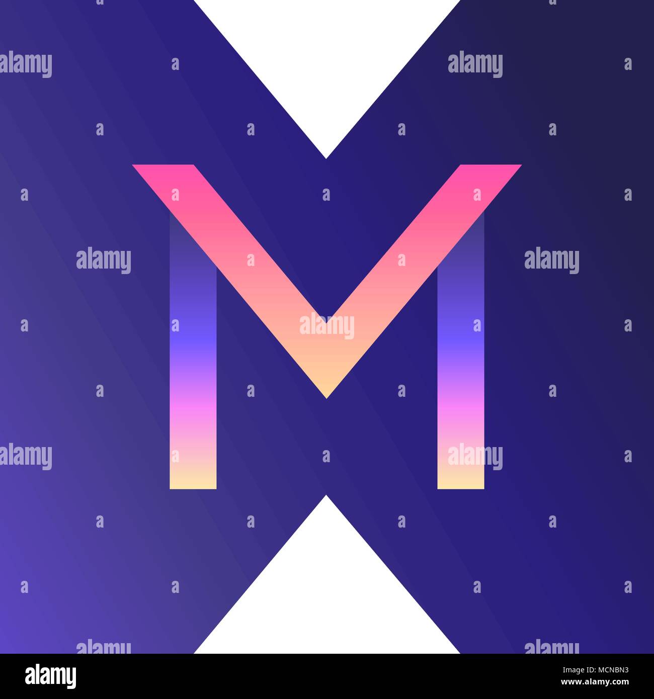 3D gradient logo. The letter M. Paper effect design Stock Vector Image ...