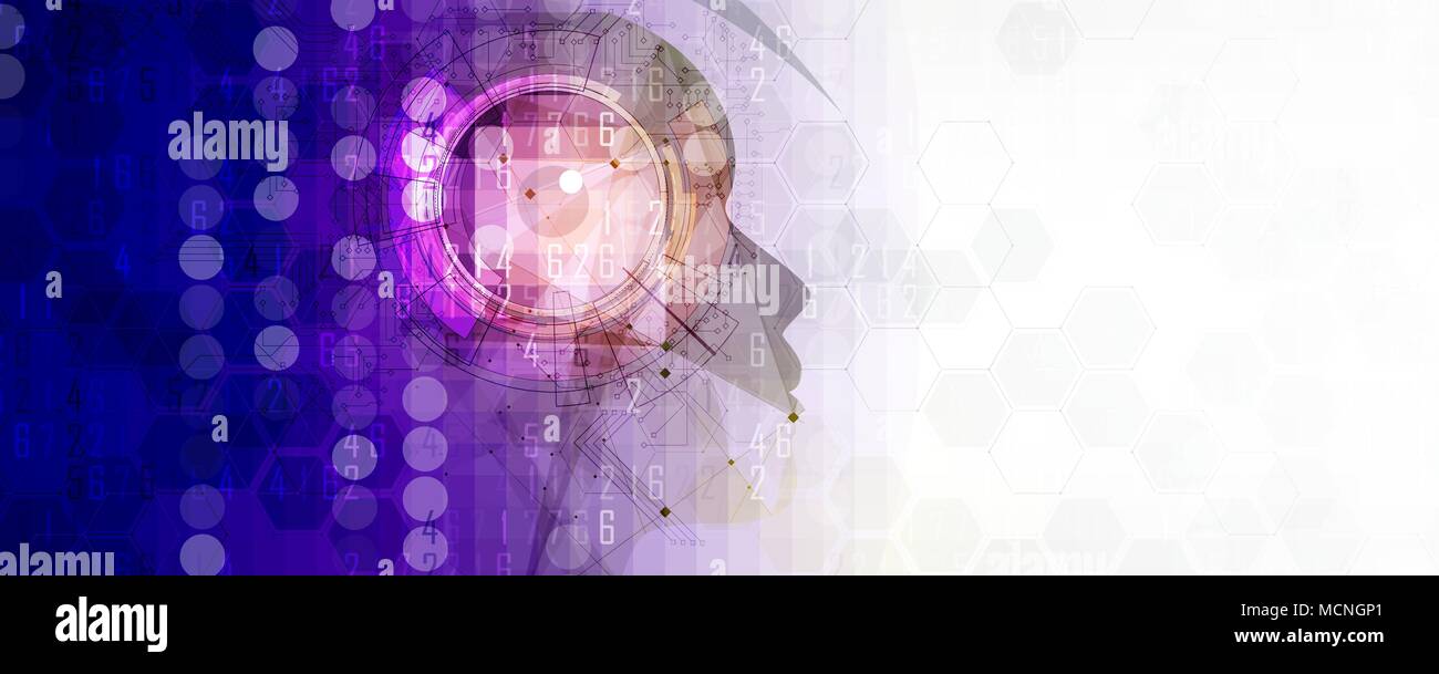 Abstract Artificial intelligence. Technology web background. Virtual ...