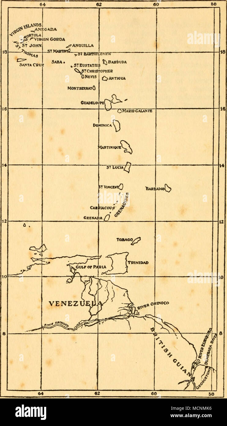 . MAP OF THE LESSER ANTILLES Stock Photo - Alamy