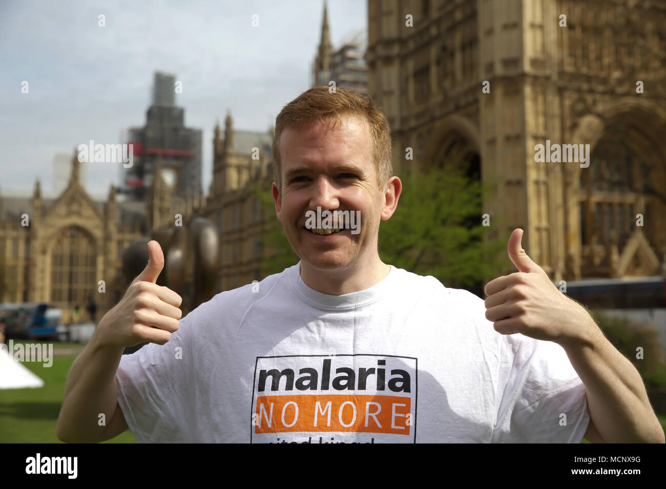 London,UK,17th April 2018,Stuart Mcdonald attends London Marathon ...