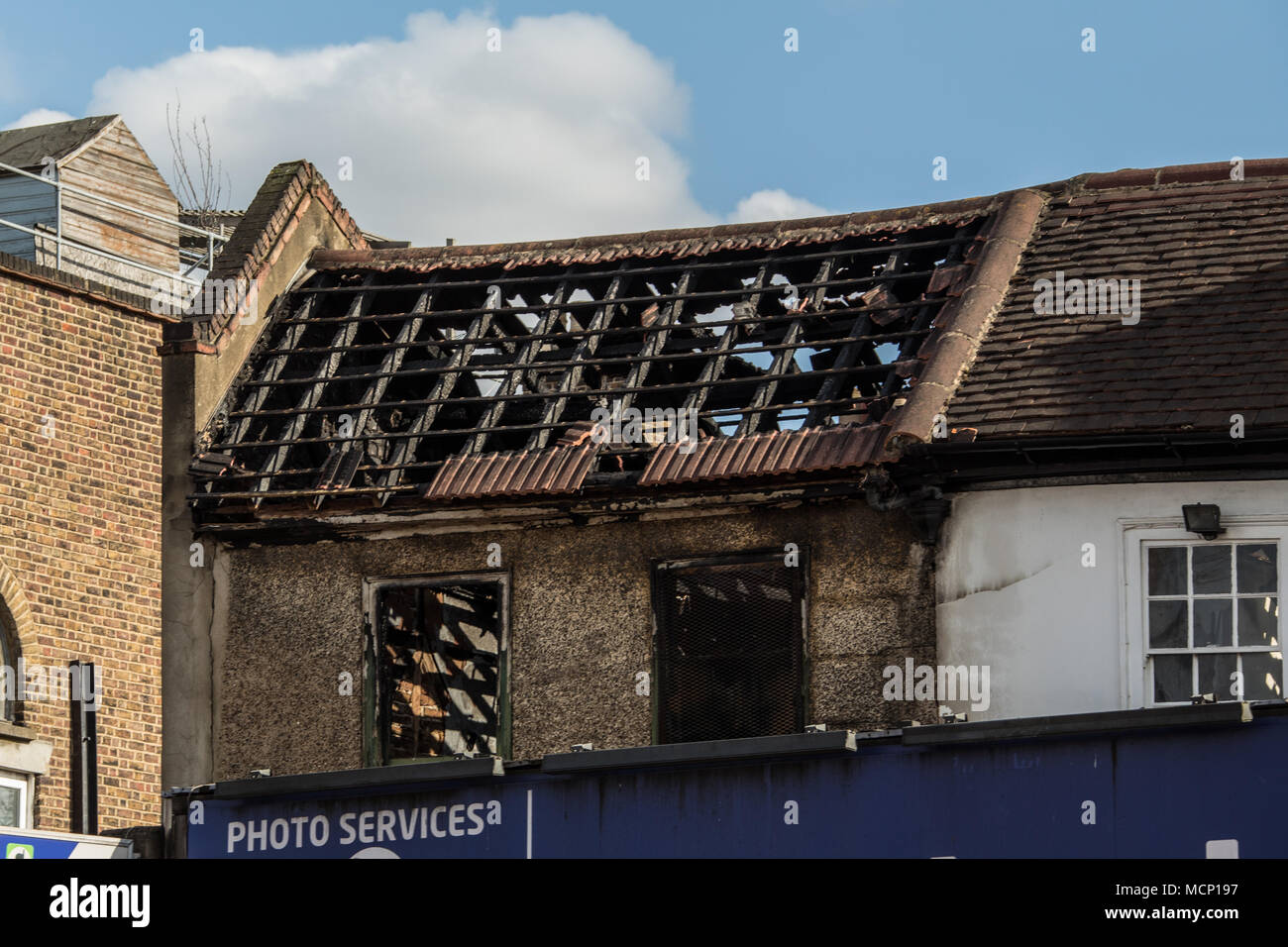 London,UK. 17 April 2018. Police and London Fire Brigade on the scene ...