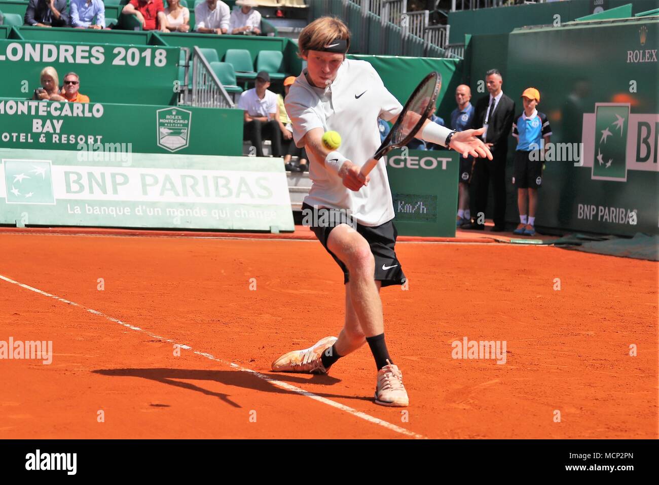 Monte Carlo, Monaco. 17th Apr, 2018. Andrey Rublev Russie during The ...