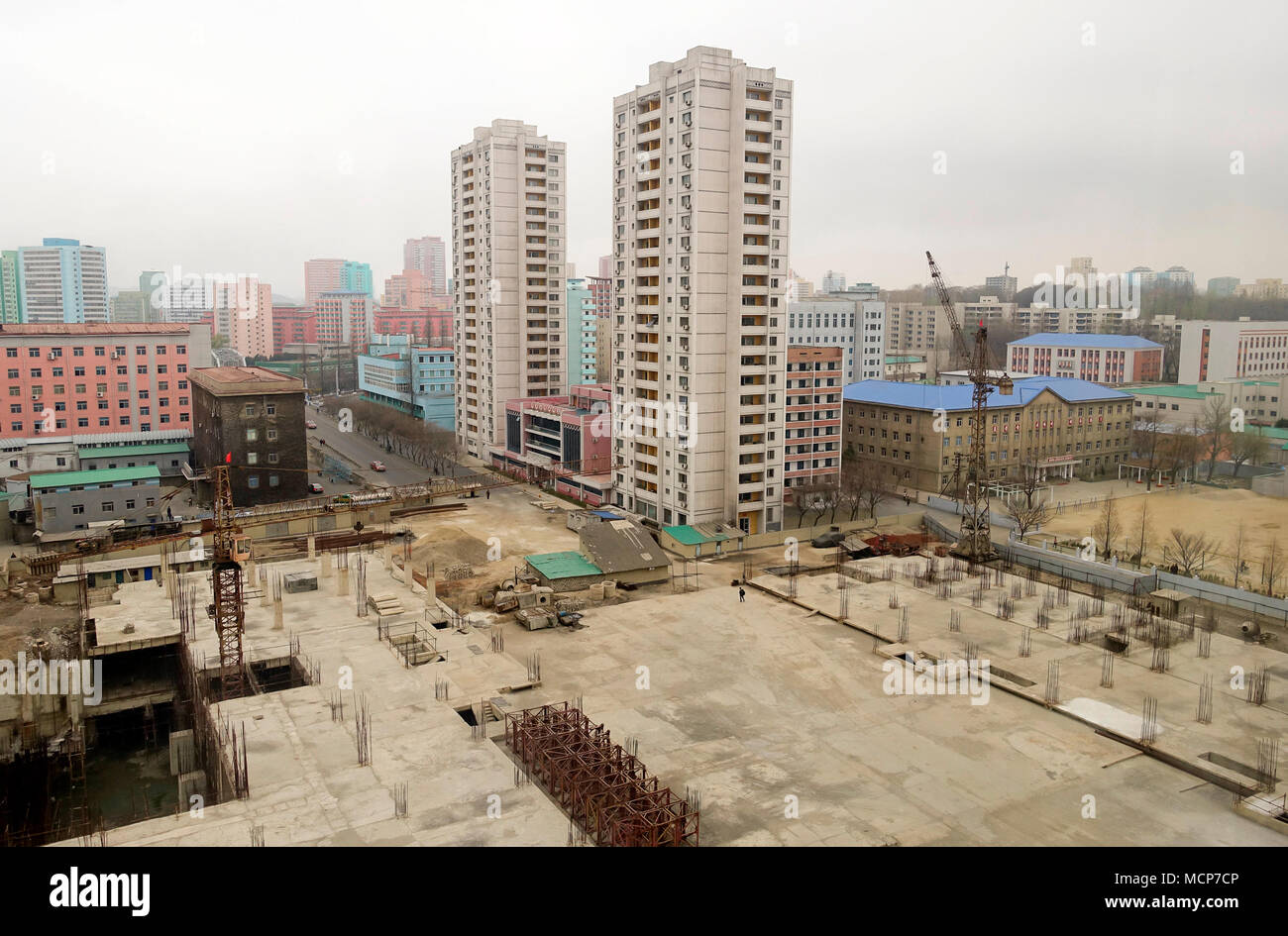 Pyongyang, Apr 3, 2018 : The streets and buildings in Pyongyang, North ...