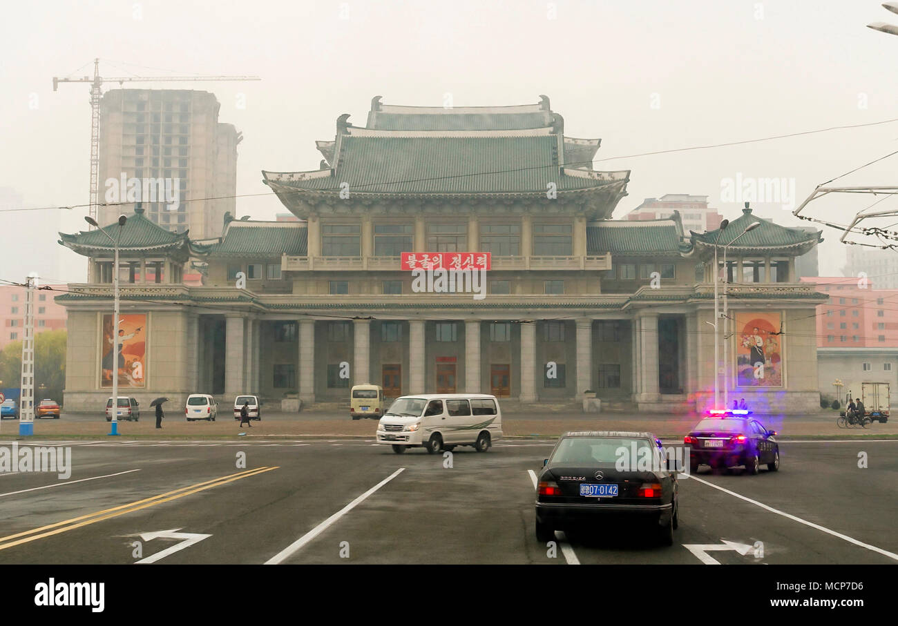 Pyongyang, Apr 3, 2018 : The road leading to the Pyongyang Station in ...