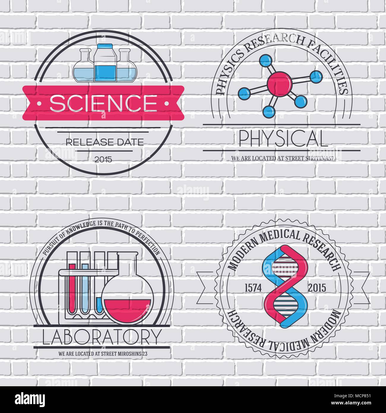 Science set label template of emblem element for your product or design ...
