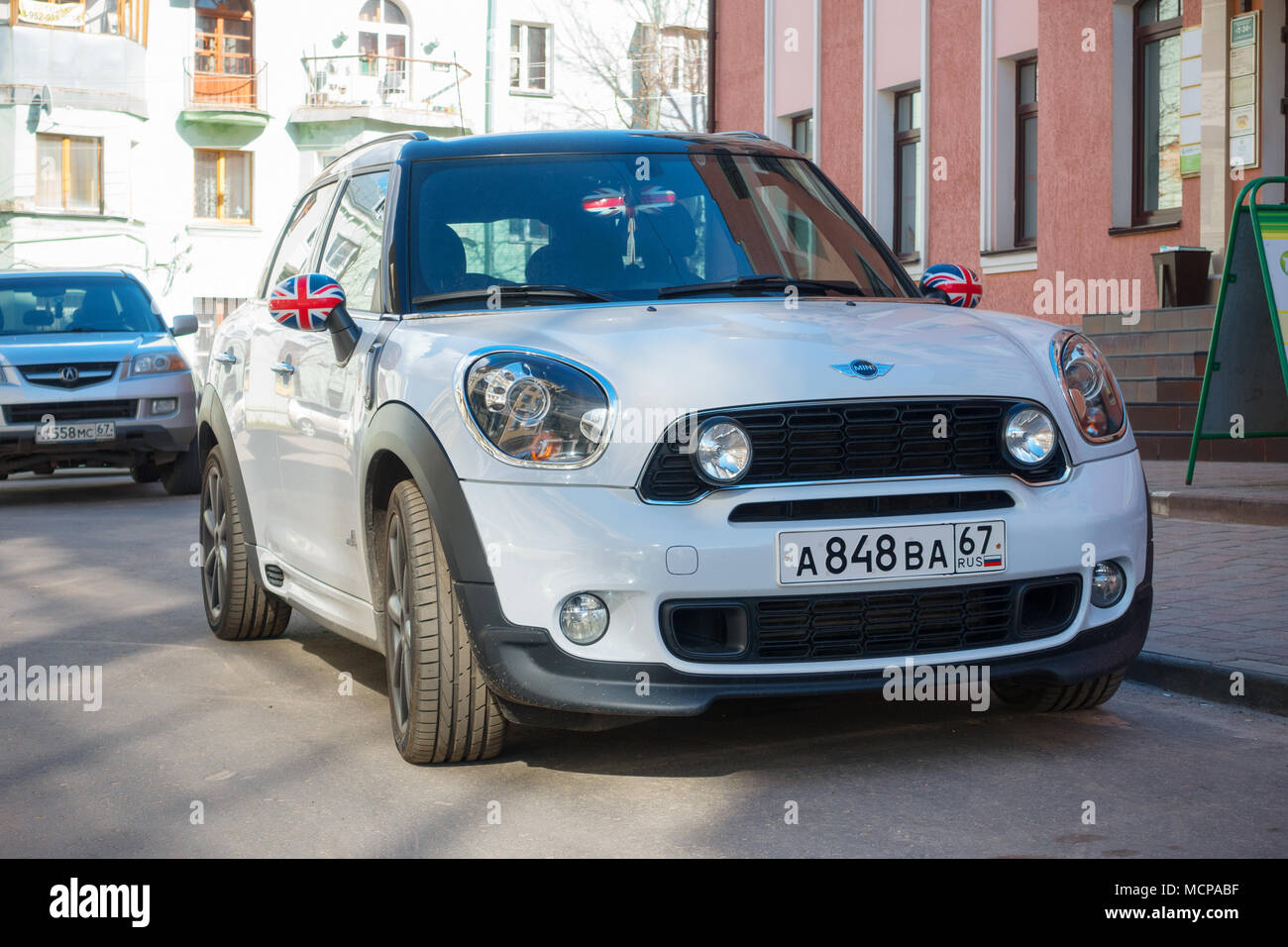 Smolensk, Russia - April 24, 2017: New Mini Cooper parked near on the ...
