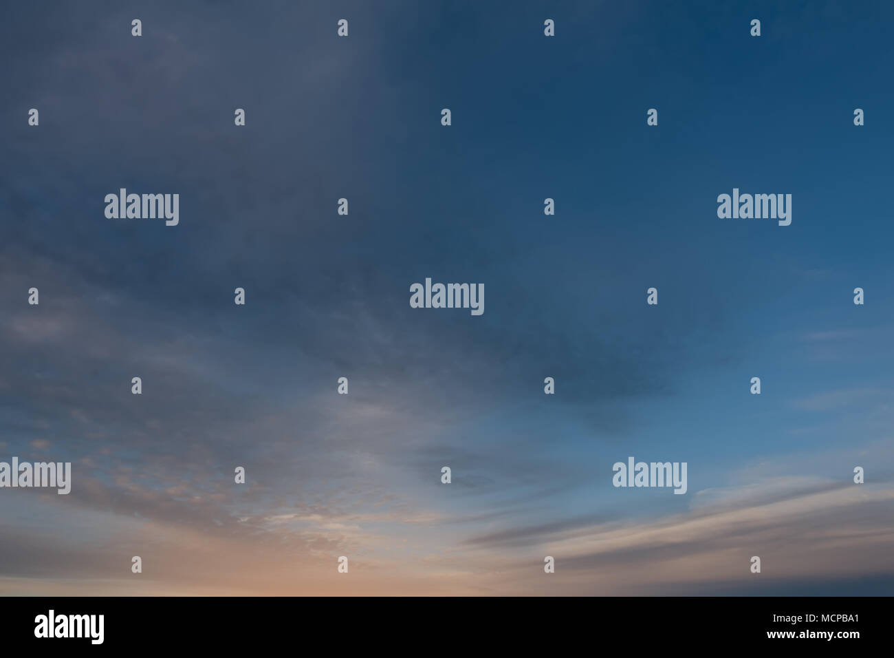 Beautiful evening sky over horizon, majestic sunset. Sky and clouds at ...