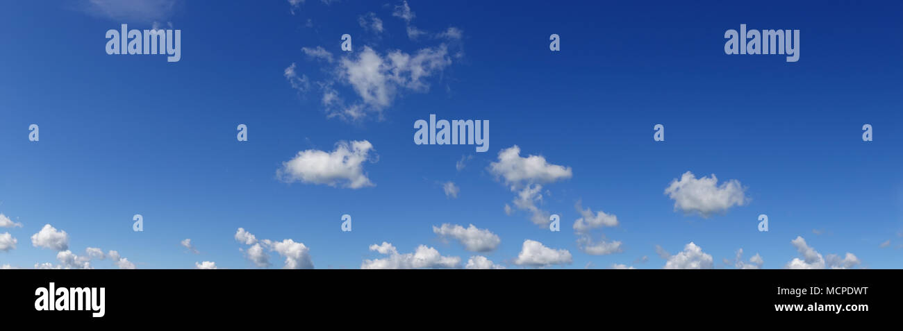 Panoramic blue sky with white clouds. Panorama white clouds flying ...