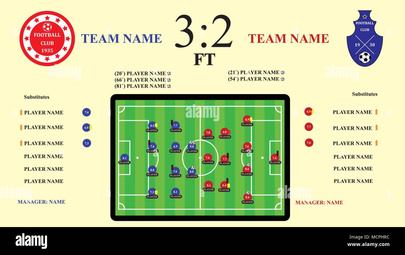 Soccer or football match infographic elements and Statistics ...
