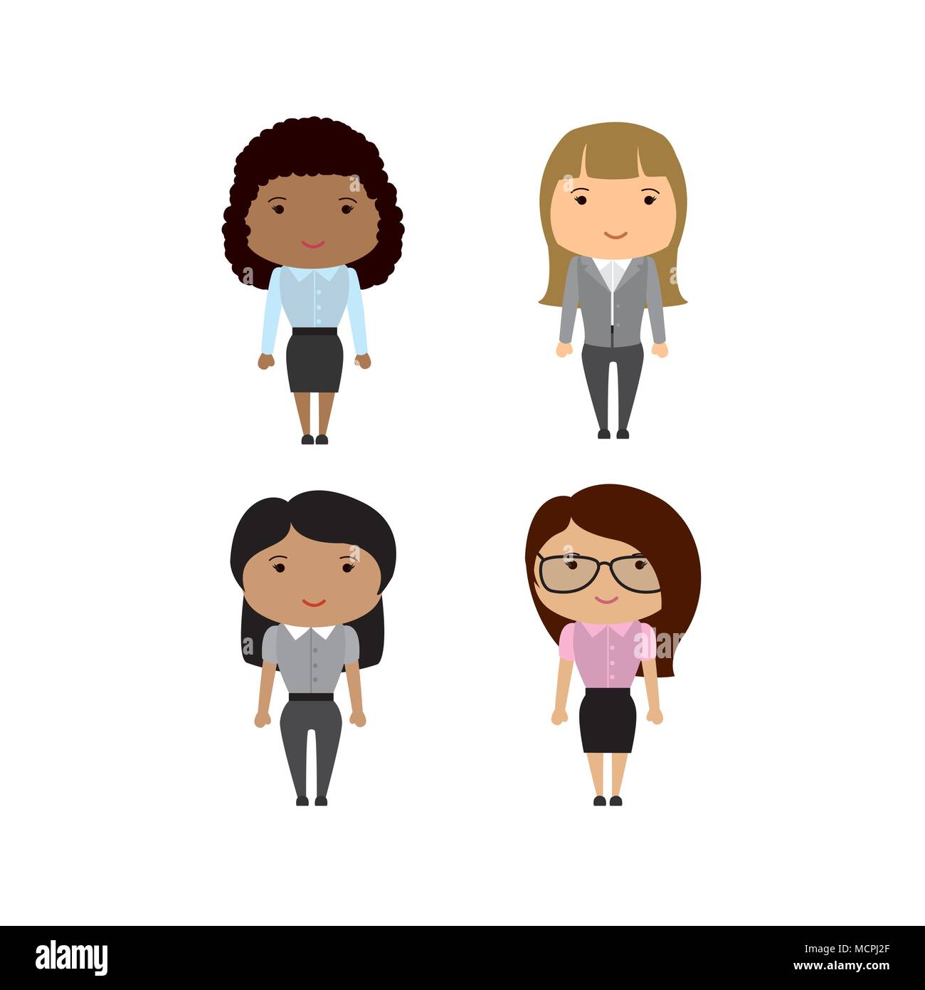 Set Different races Business Woman or office worker, cartoon stock ...