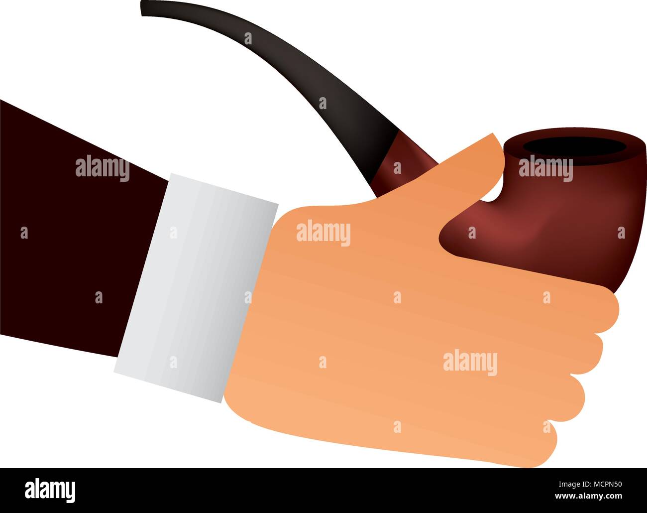 hand with wooden pipe smoke icon Stock Vector Image & Art - Alamy