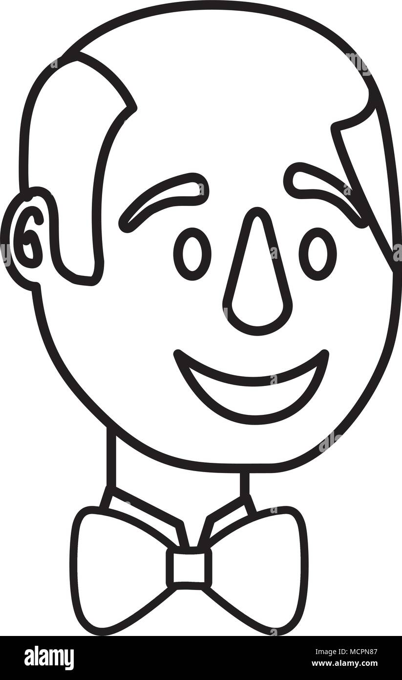 man bald with bowtie comic character Stock Vector Image & Art - Alamy