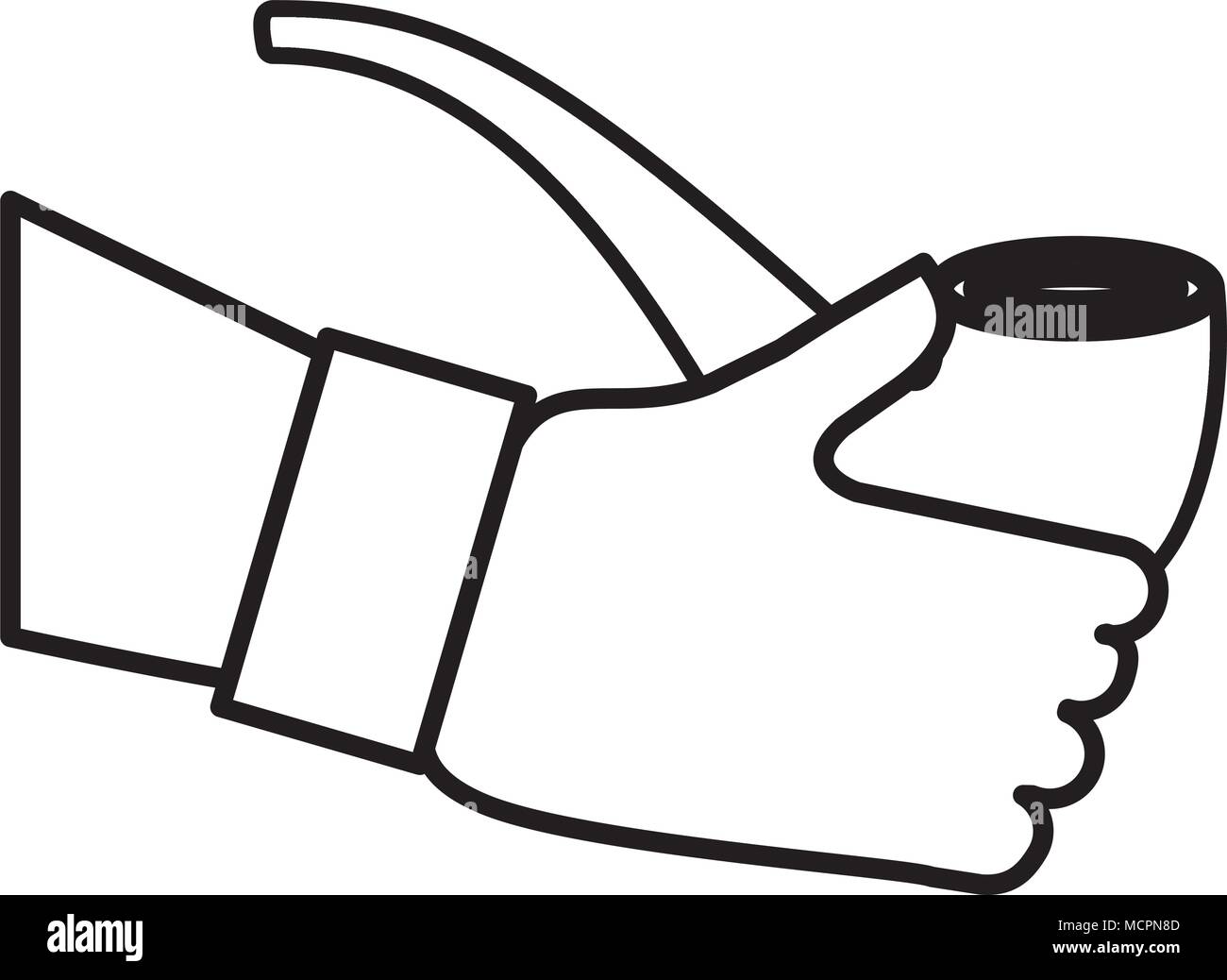 hand with wooden pipe smoke icon Stock Vector Image & Art - Alamy