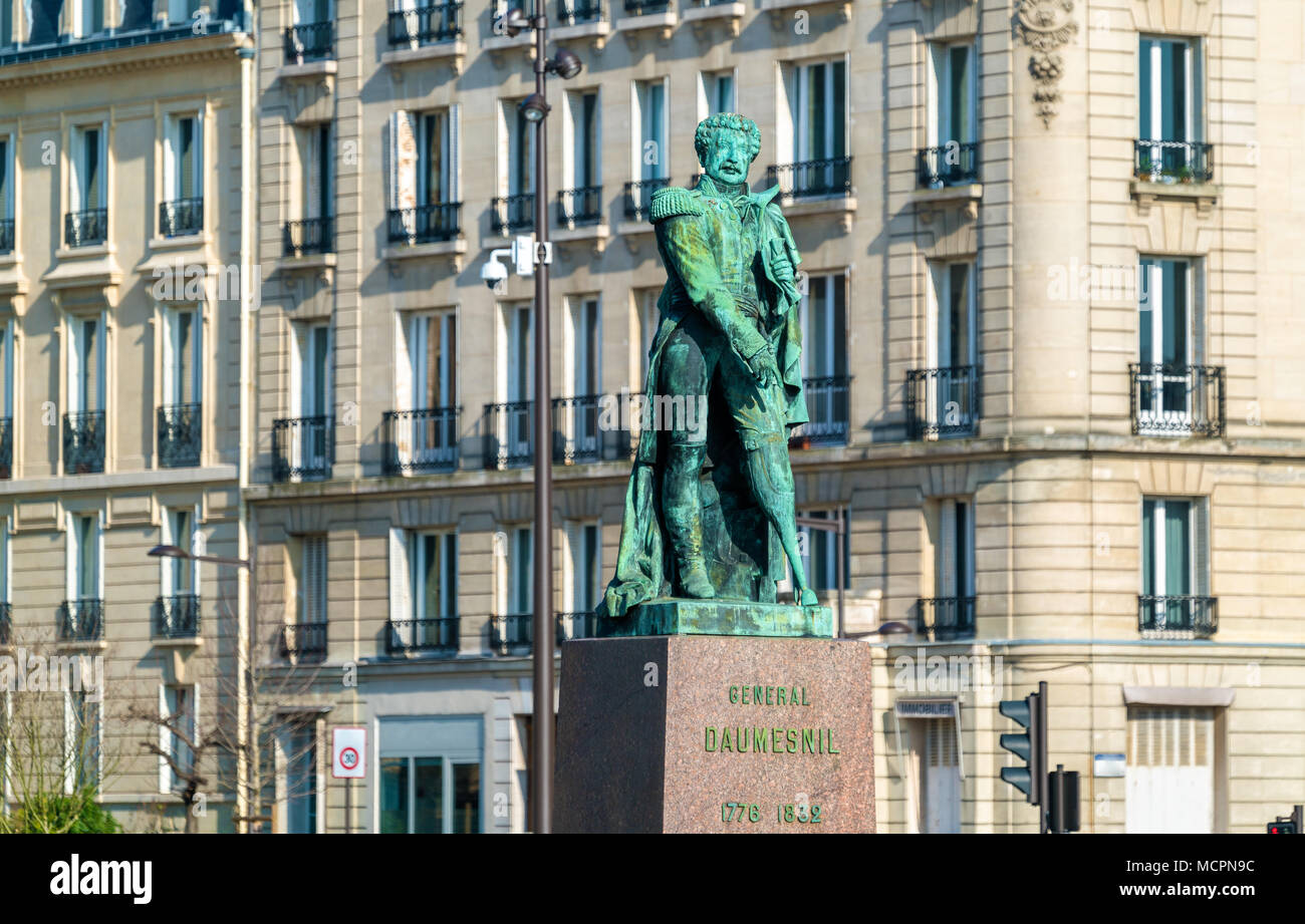 Statue of General Pierre Yrieix Daumesnil in front of the city hall of ...