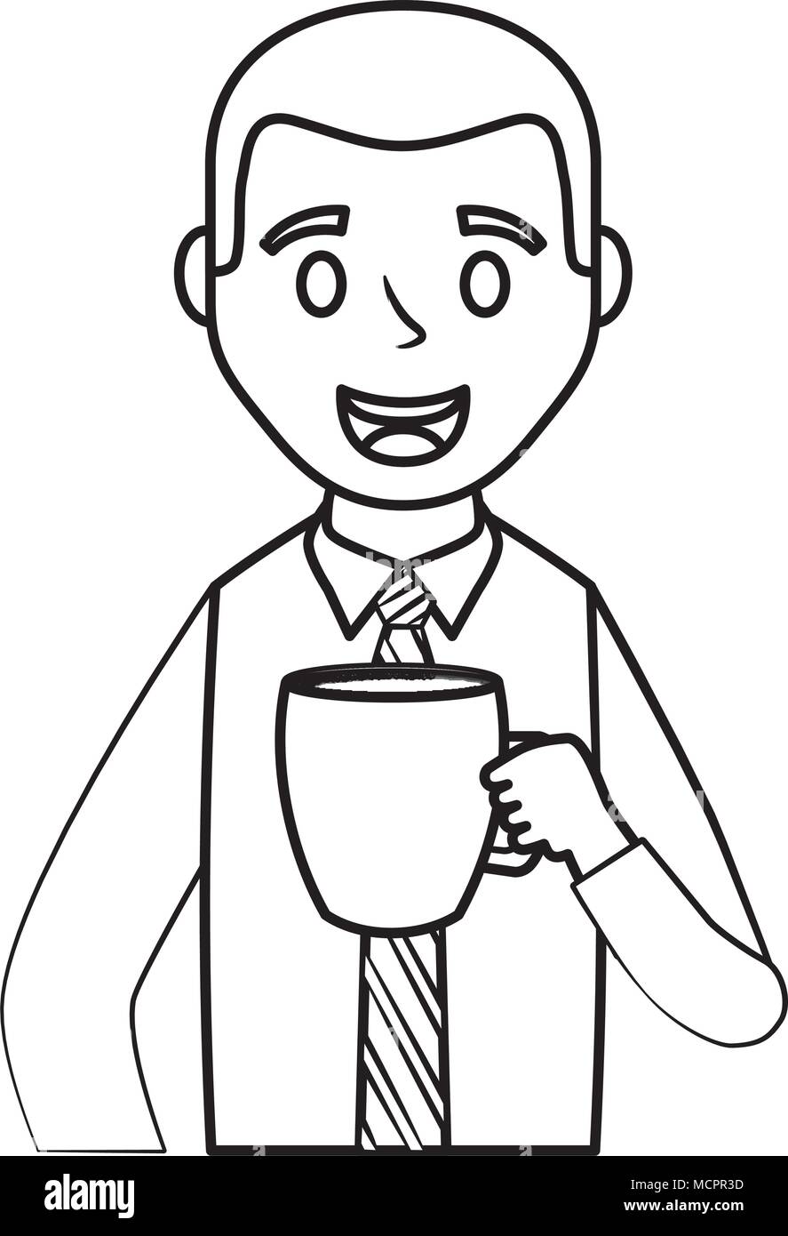 elegant businessman drinking coffee avatar character Stock Vector Image ...