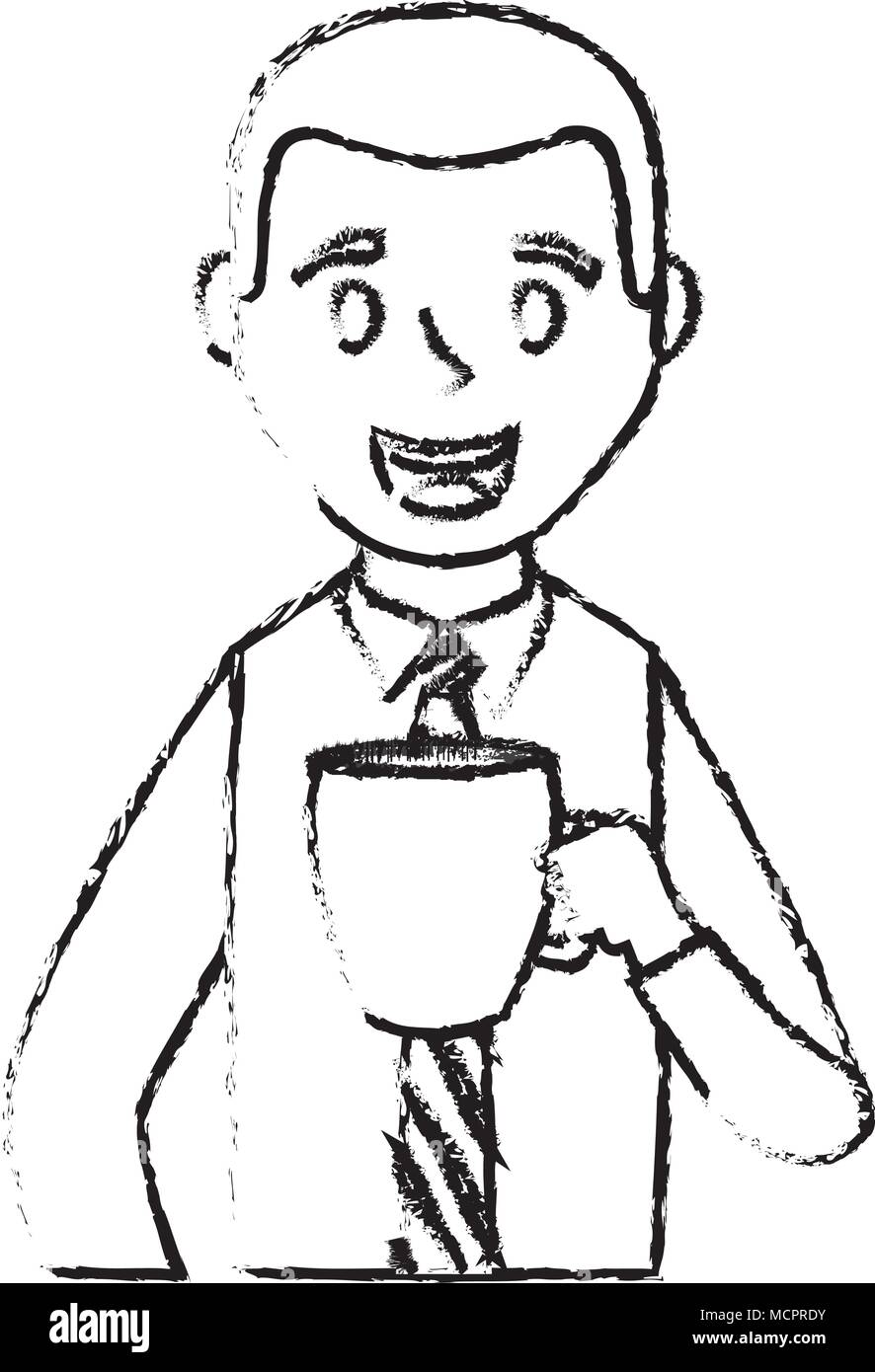 Man drinking coffee funny Stock Vector Images - Alamy