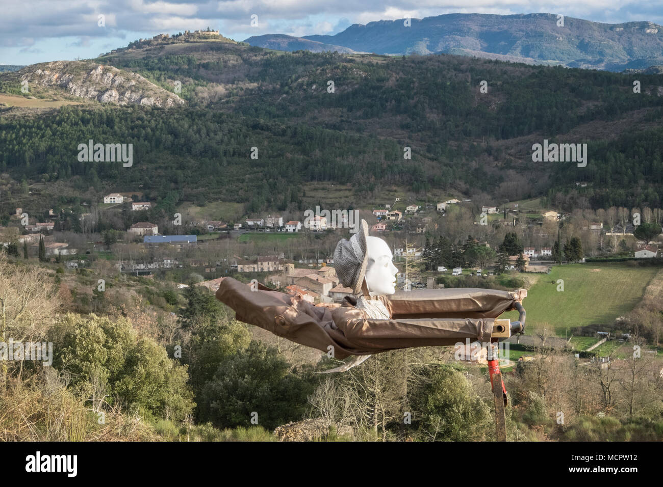 windy,scarecrow,art,installation,on,the,mountain,mountainside,on,mont ...