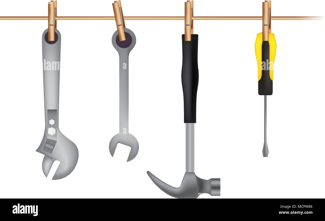 set tools hanging icons Stock Vector Image & Art - Alamy