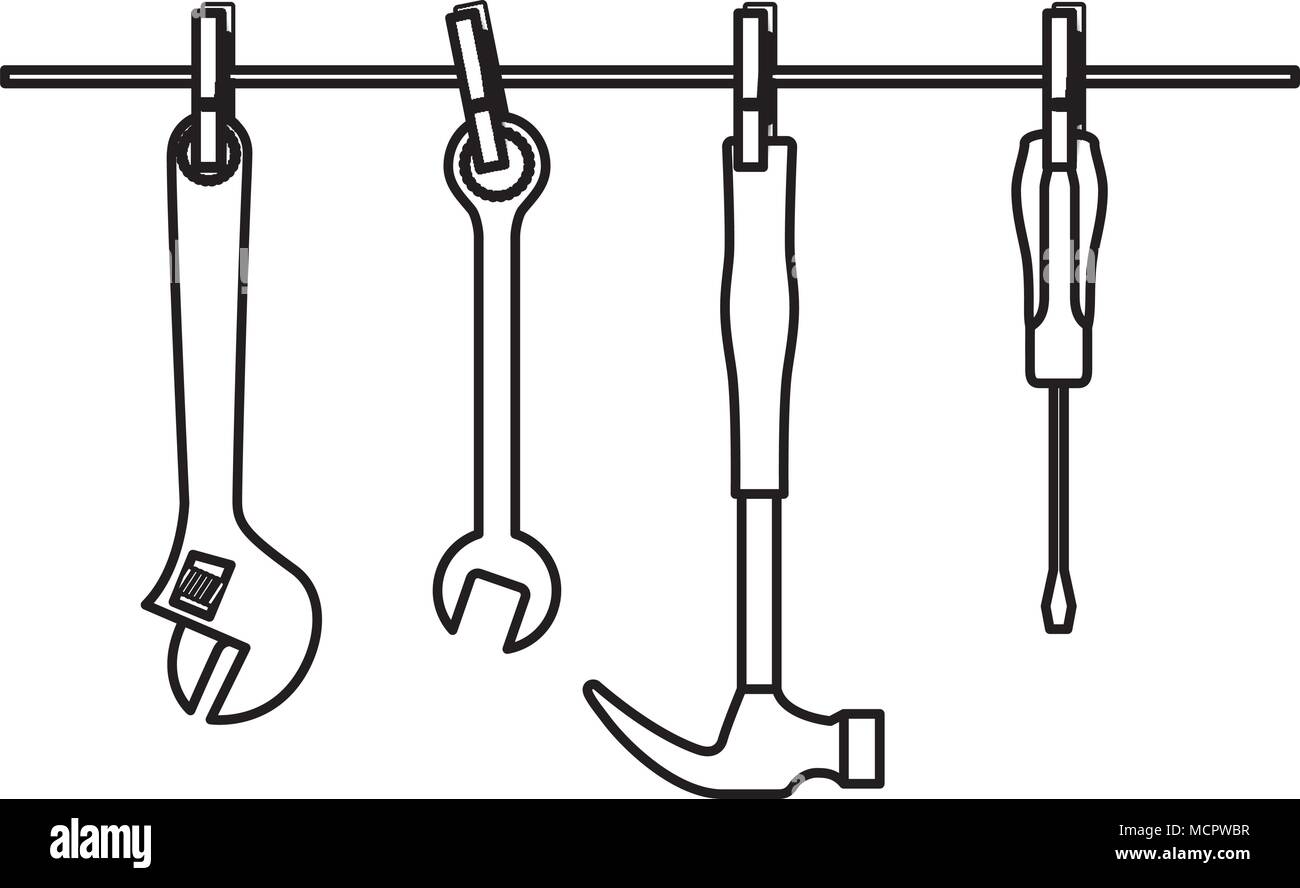 set tools hanging icons Stock Vector Image & Art - Alamy