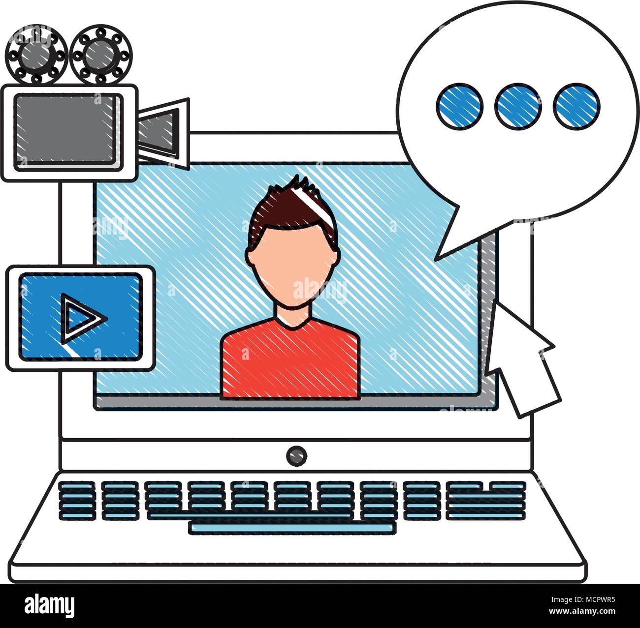 laptop computer with social media icons Stock Vector Image & Art - Alamy