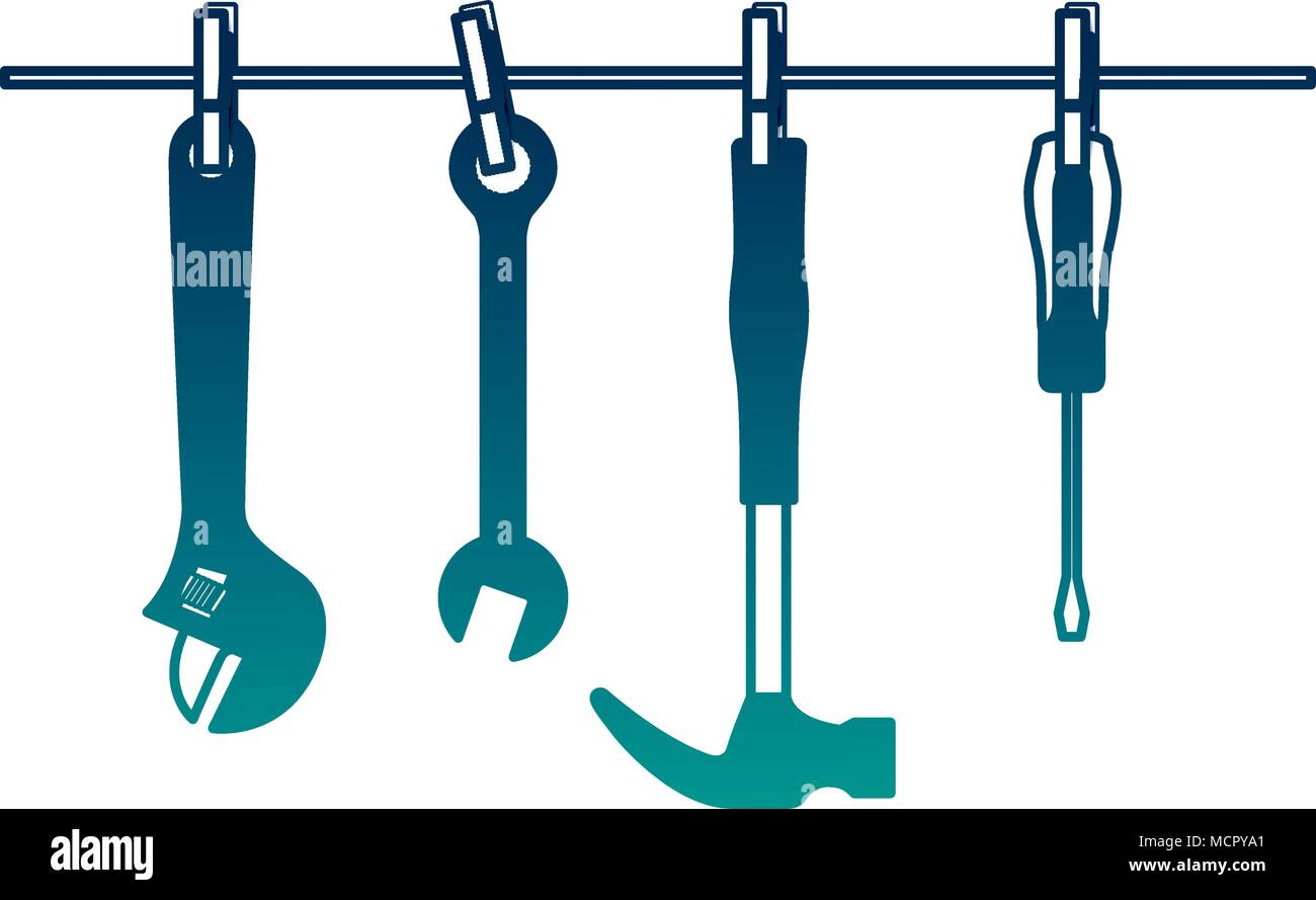 set tools hanging icons Stock Vector Image & Art - Alamy