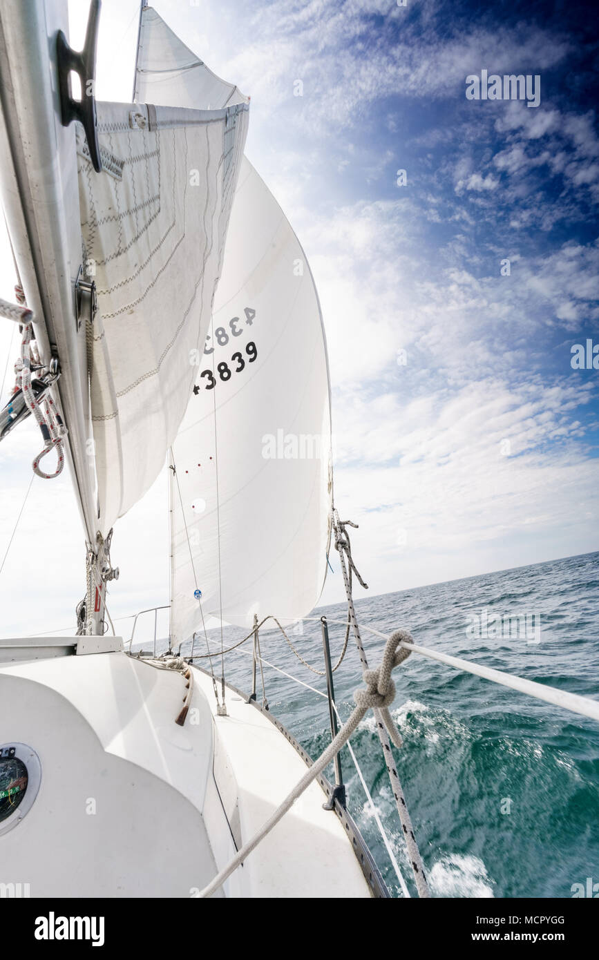 Boat cruising on sea, Toronto, Canada Stock Photo - Alamy