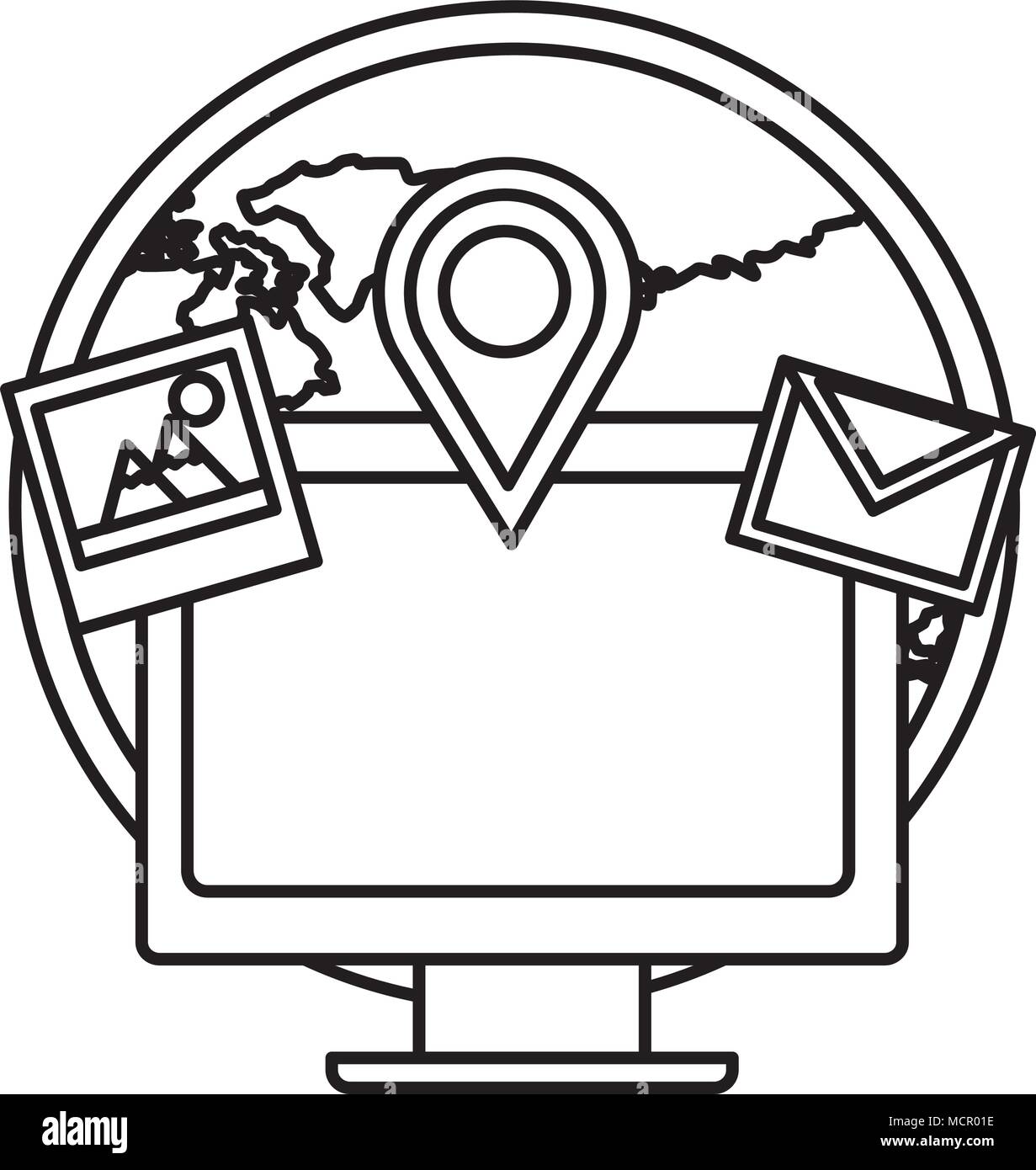 desktop computer with picture and pointer Stock Vector Image & Art - Alamy