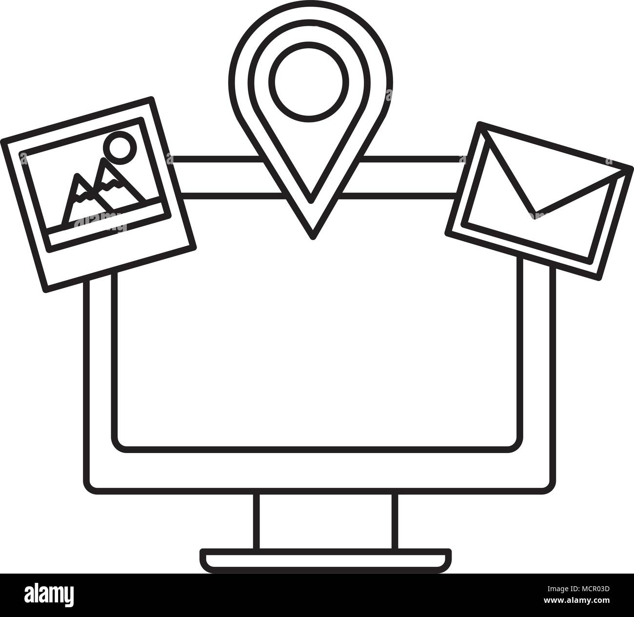 desktop computer with picture and pointer Stock Vector Image & Art - Alamy