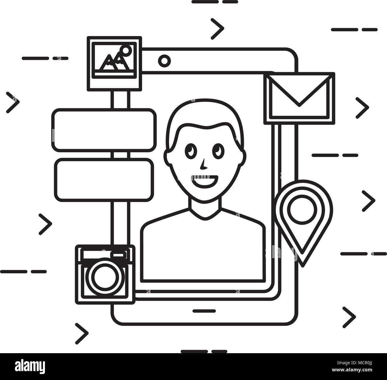 smartphone device with user and digital marketing Stock Vector Image ...
