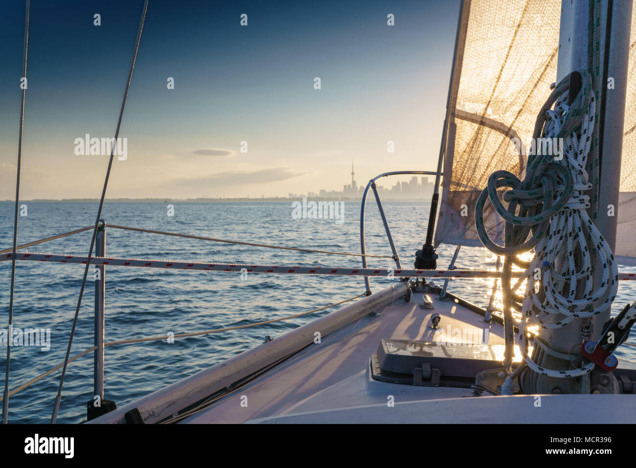 Sunset sailboat deck cruising hi-res stock photography and images - Alamy