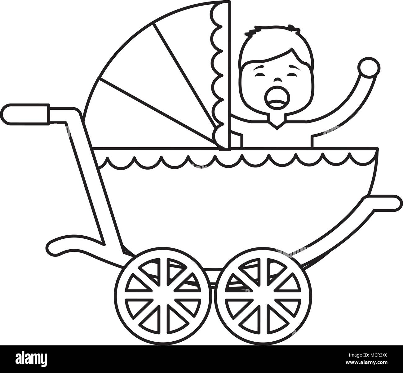baby cart with boy crying Stock Vector Image & Art - Alamy