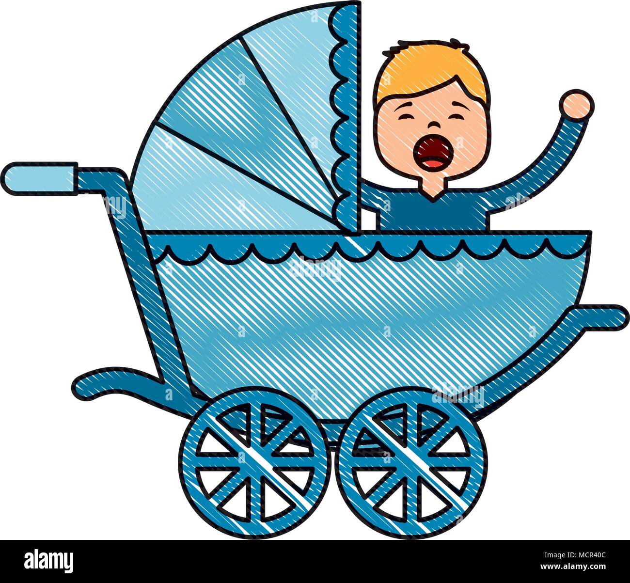 baby cart with boy crying Stock Vector Image & Art - Alamy