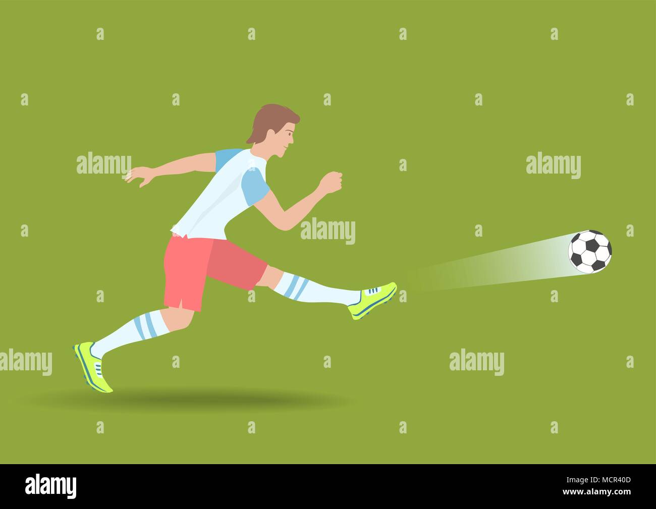 Cartoon illustration footballer kicking football hi-res stock ...
