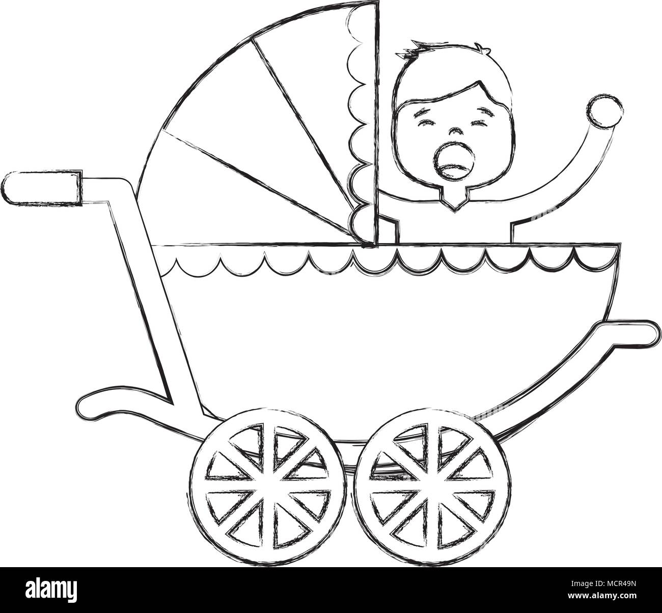 baby cart with boy crying Stock Vector Image & Art - Alamy