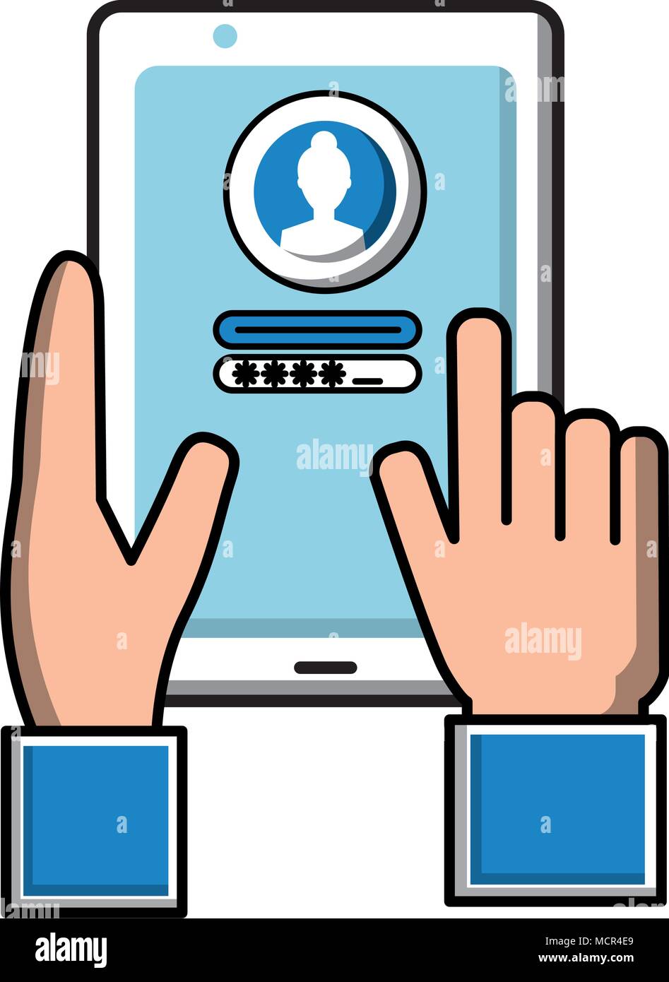 Log in tablet hands hi-res stock photography and images - Alamy