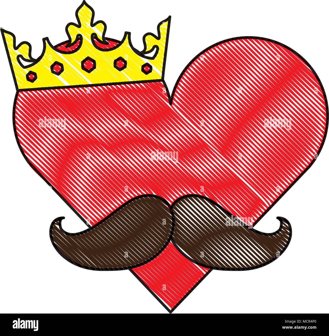 heart with mustache and crown icon Stock Vector Image & Art - Alamy