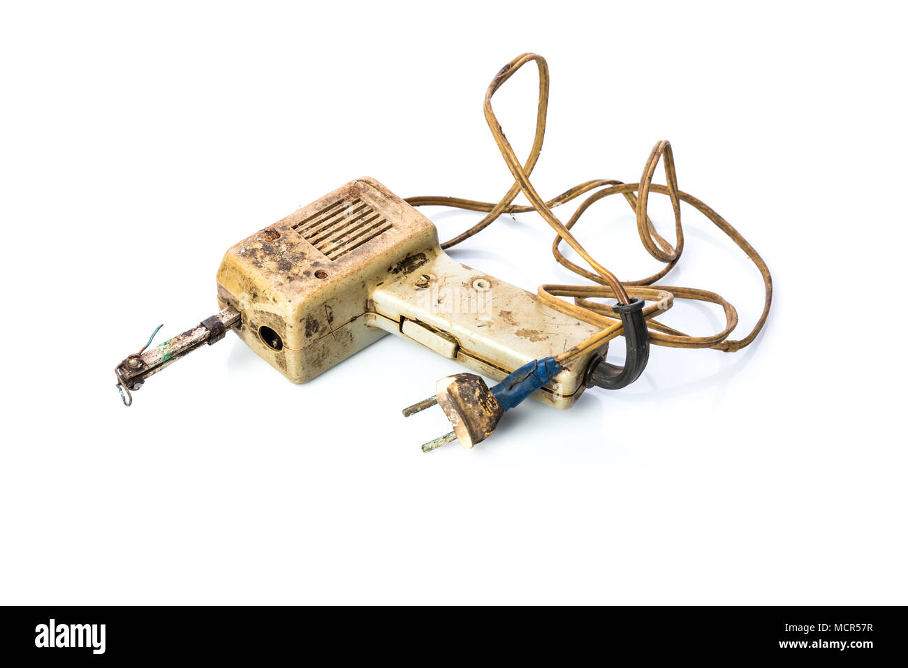 Retro soldering iron on a white background, shadows and glare, move and ...