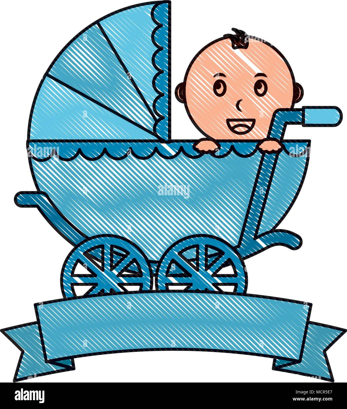 baby boy cart with ribbon frame Stock Vector Image & Art - Alamy