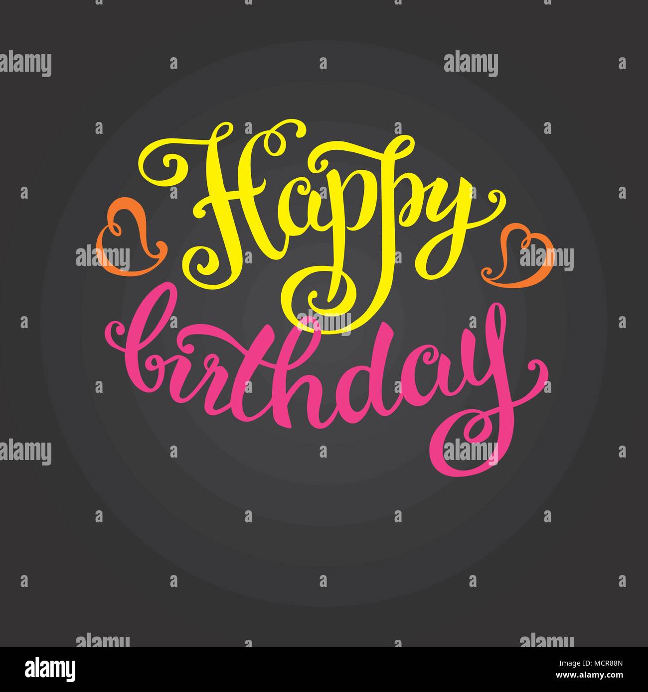 happy birthday -hand lettering, handmade calligraphy, stock vector ...