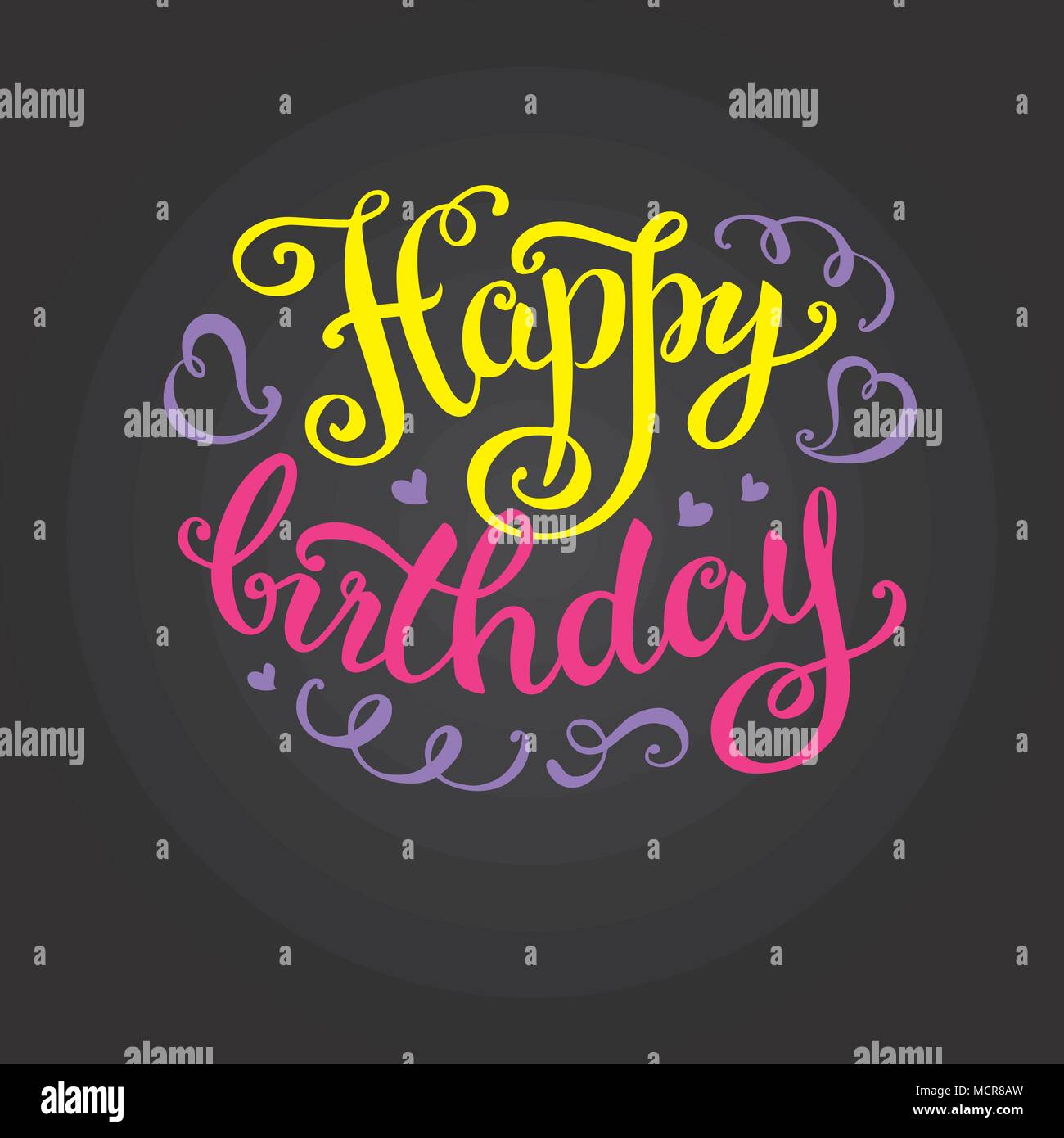 happy birthday -hand lettering, handmade calligraphy, stock vector ...