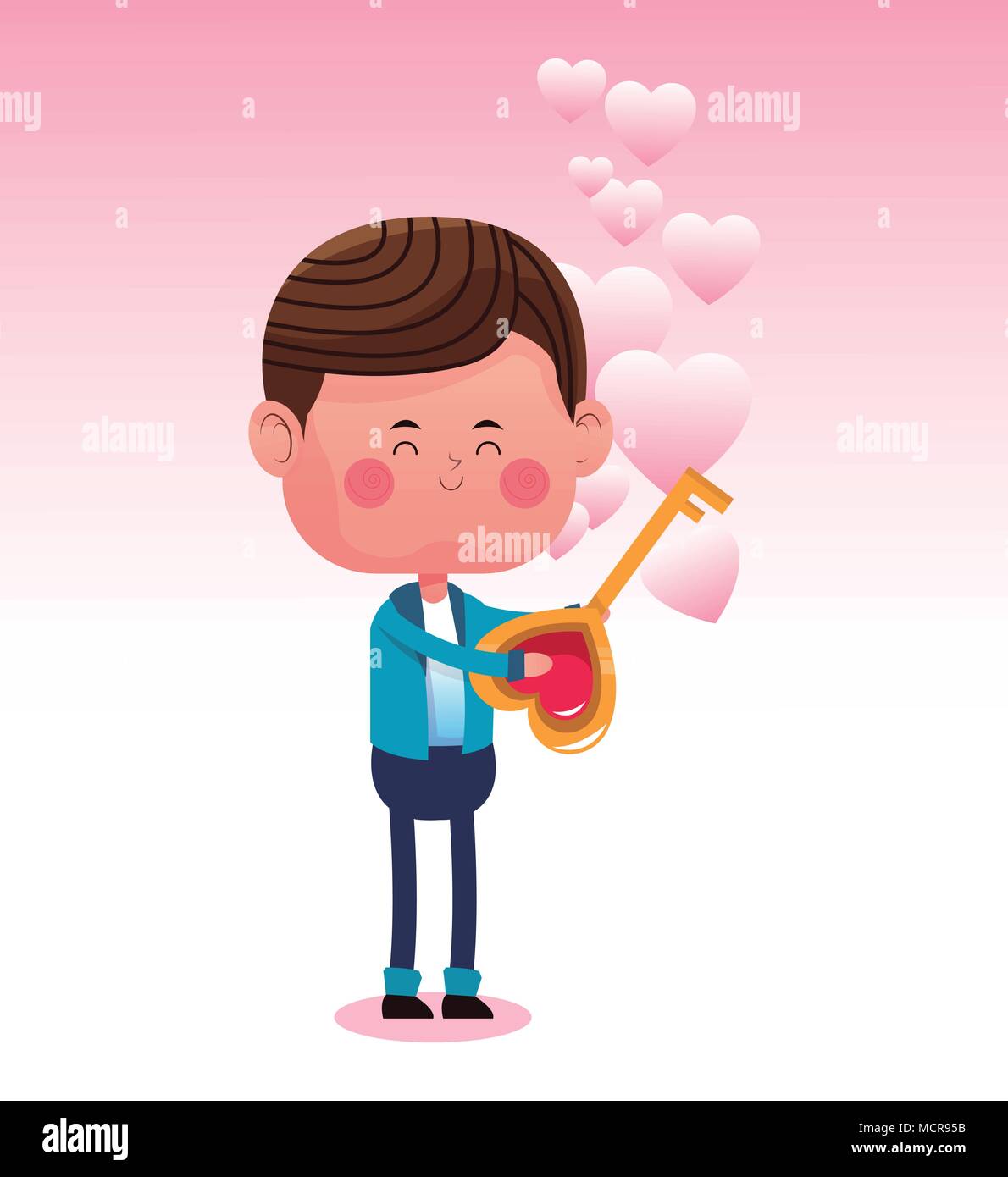 Cute boy with key cartoon Stock Vector Image & Art - Alamy
