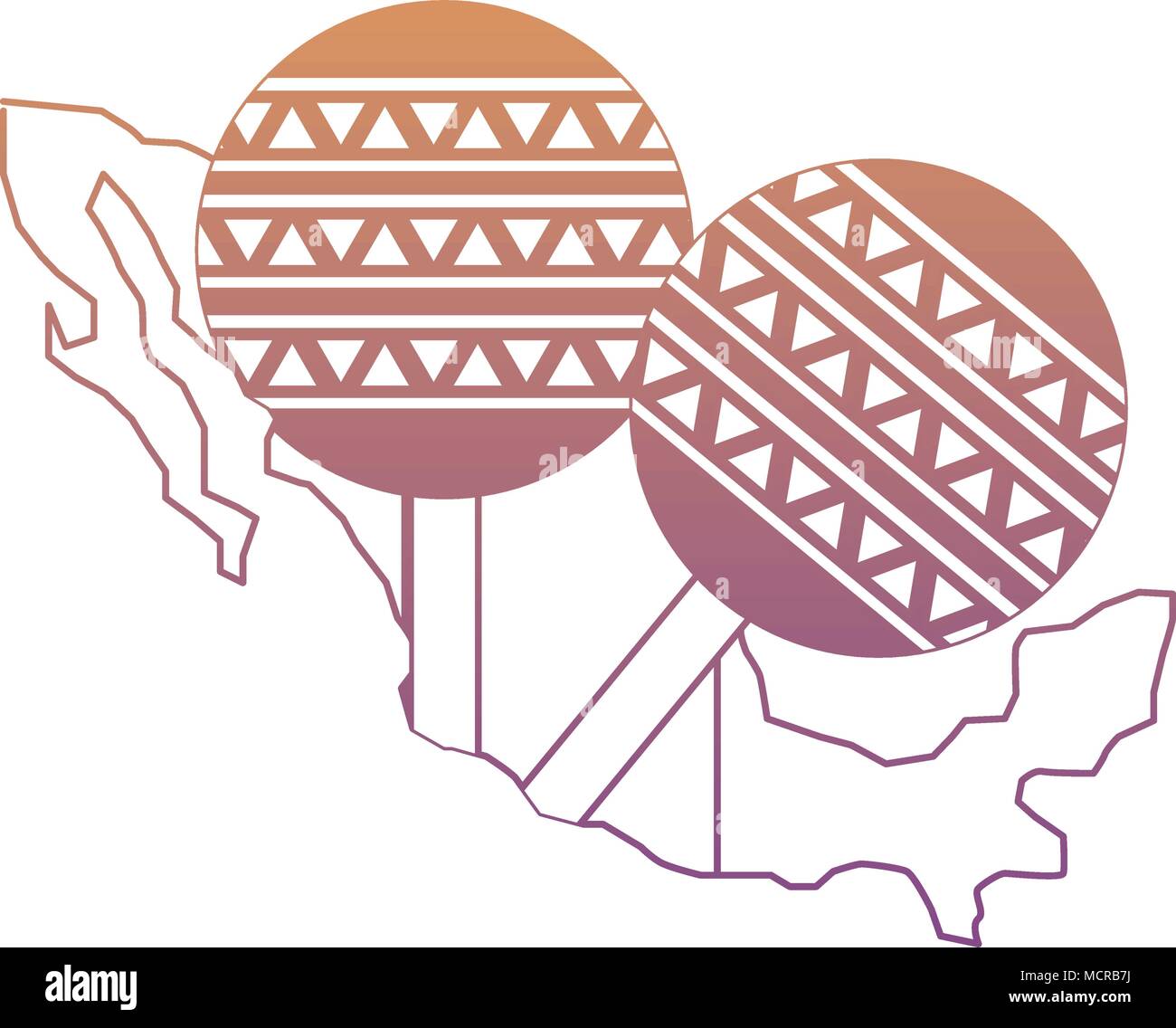 map of mexico with mexican maracas icon over white background, colorful ...