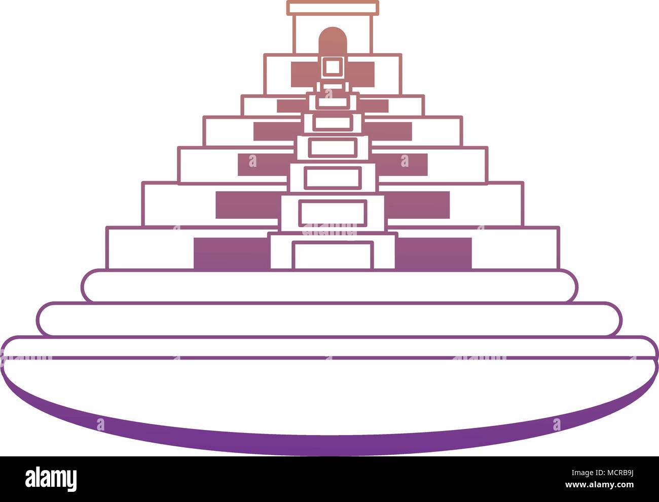 mexican pyramid icon over white background, colorful design. vector ...