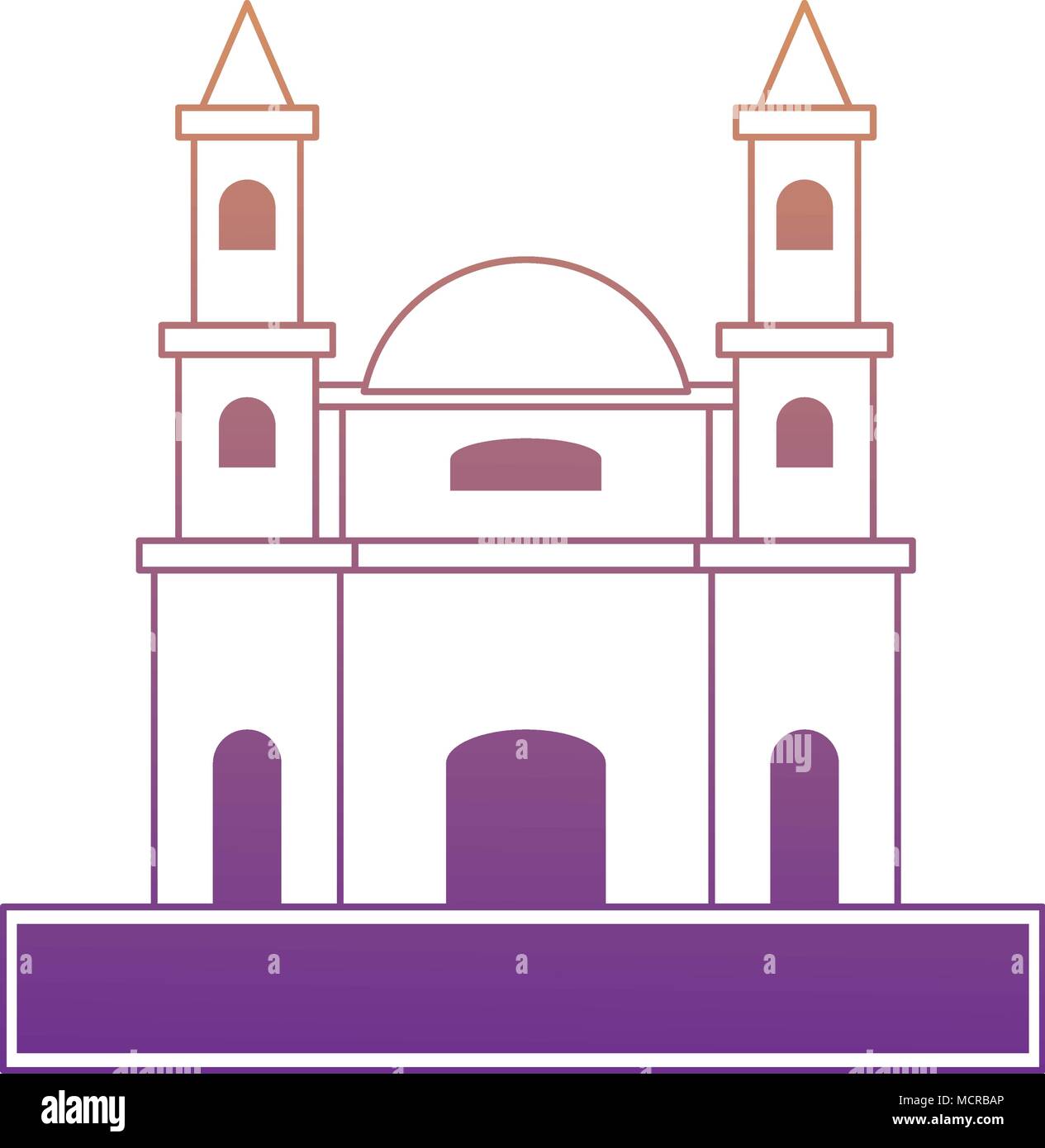 Mexico City Metropolitan Cathedral icon over white background, colorful ...