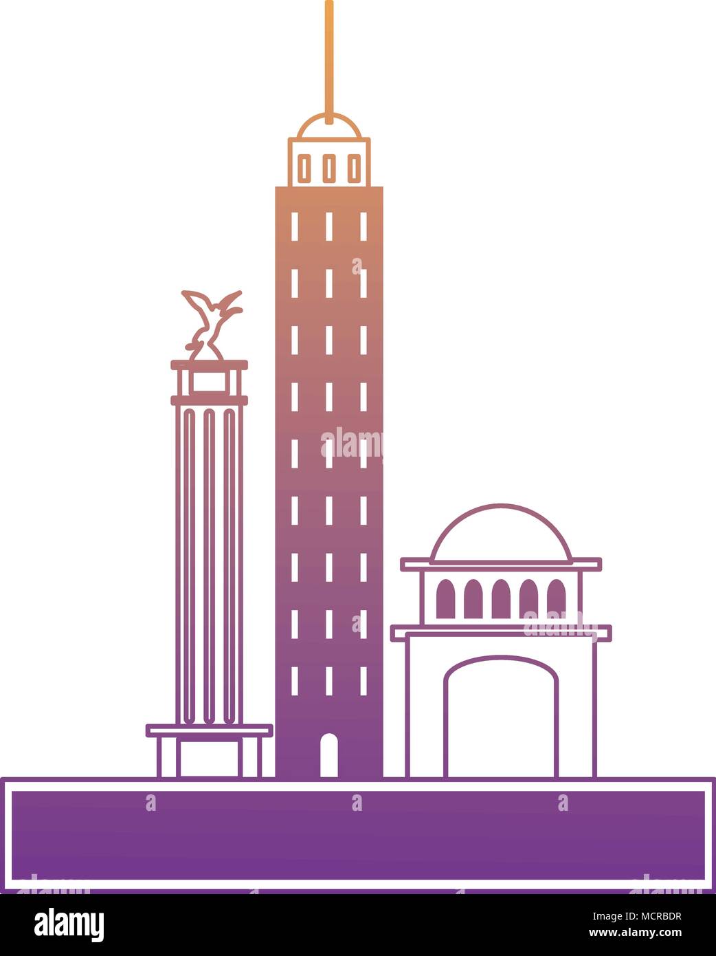 iconics mexican buildings design icon over white background, colorful ...