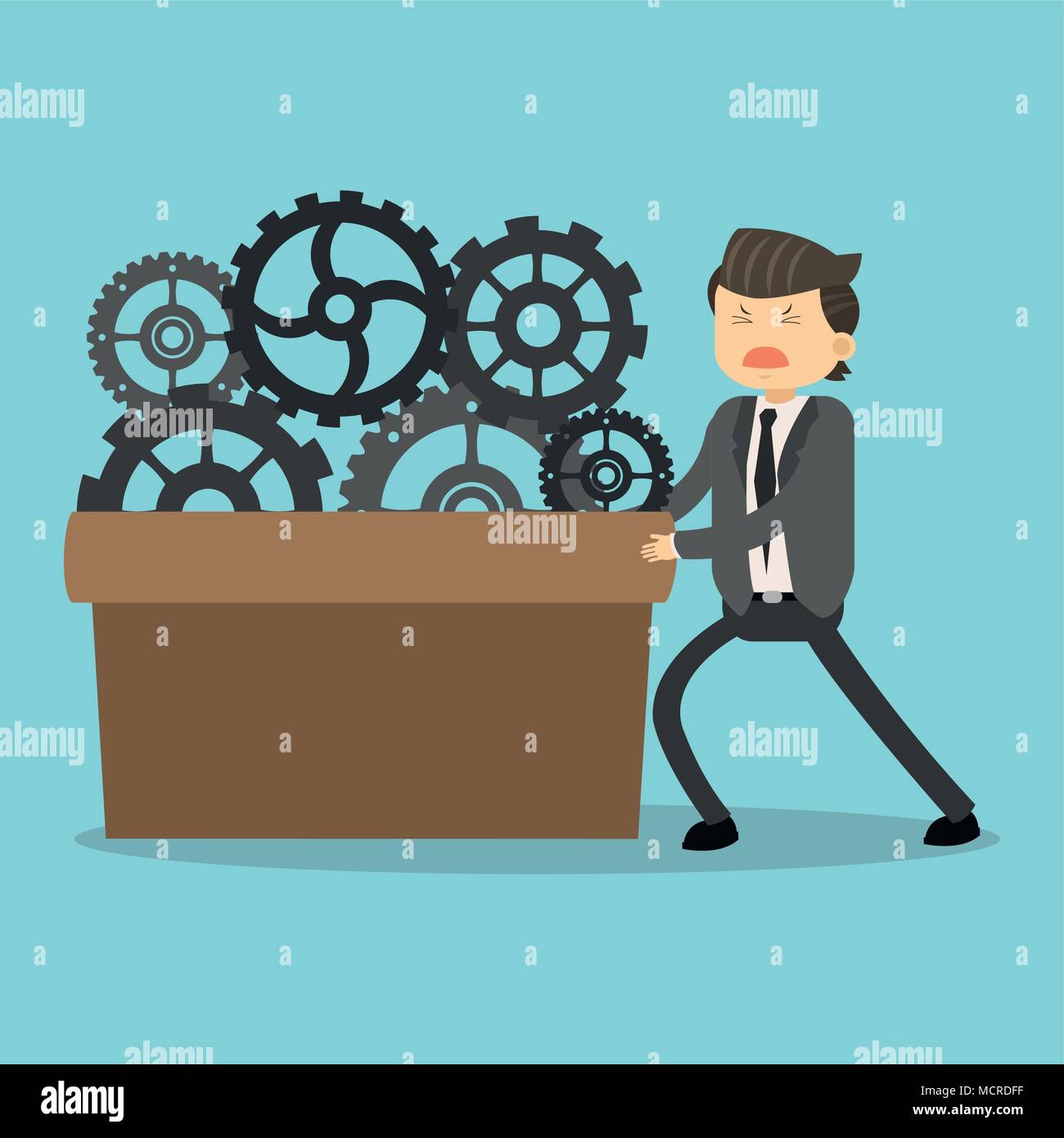 Leader pushing his team Stock Vector Images - Alamy