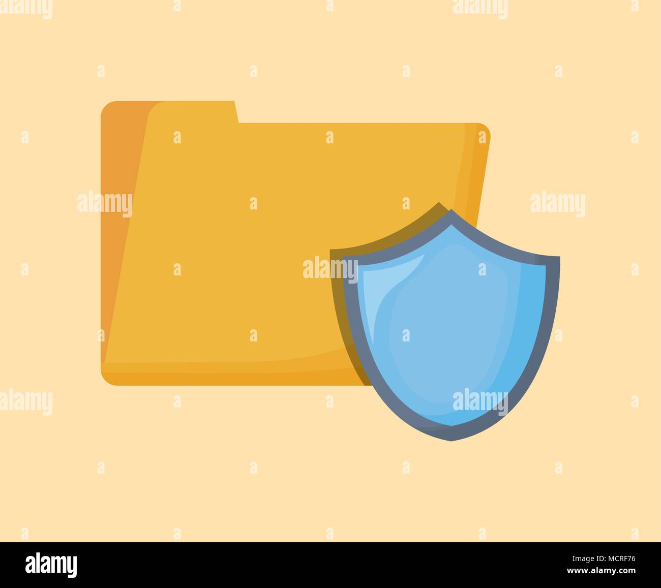 cyber security design with document folder and shield over orange ...